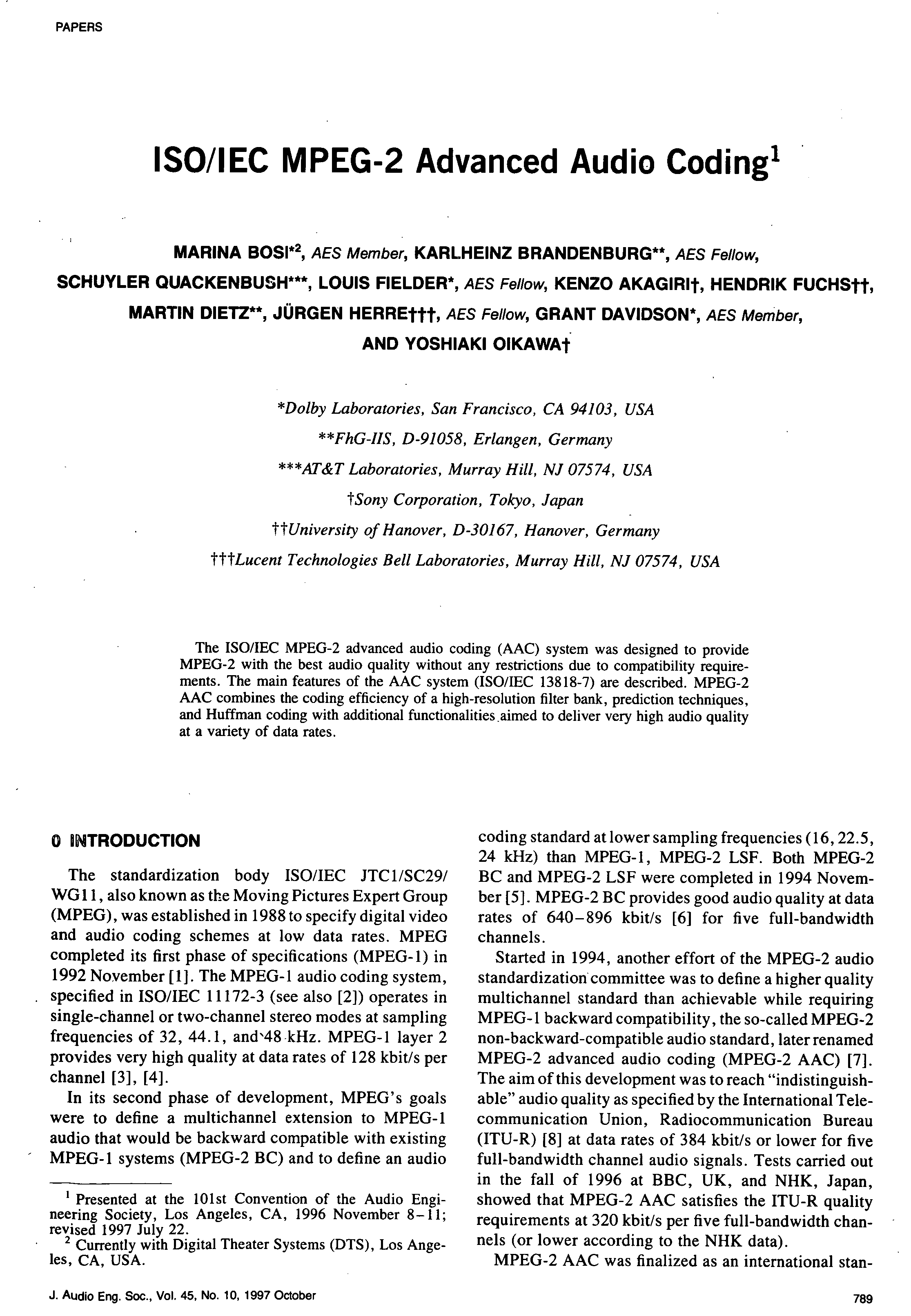 Aes E Library Iso Iec Mpeg 2 Advanced Audio Coding