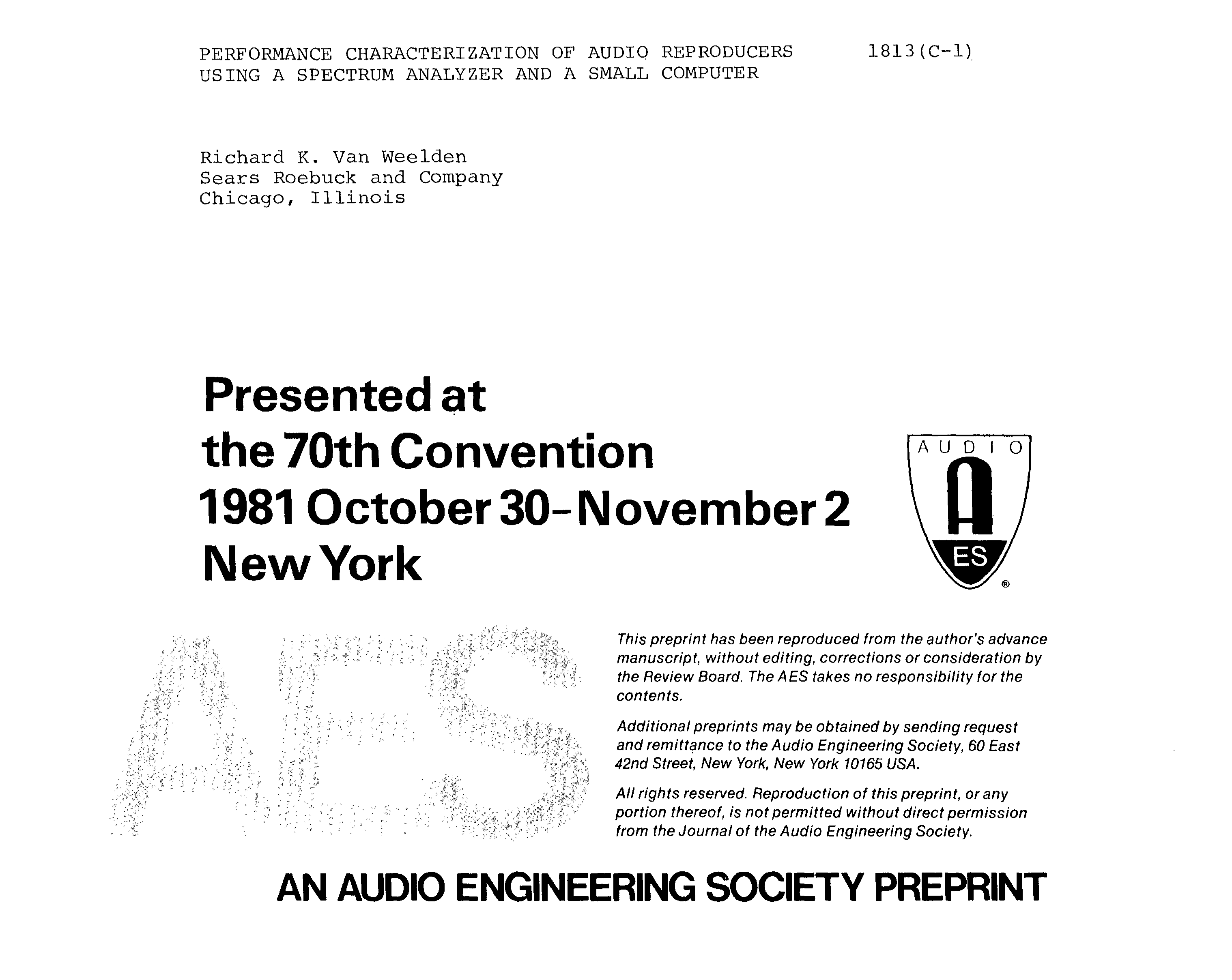 AES E Library Performance Characterization Of Audio Reproducers Using 