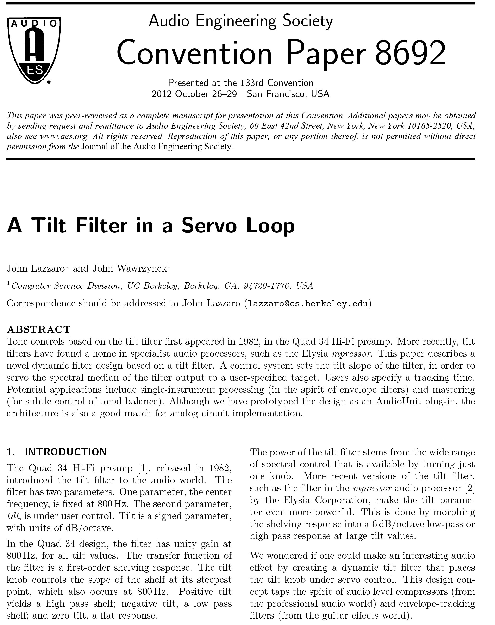 AES E Library A Tilt Filter In A Servo Loop aes-e-library-a-tilt-filter-in-a-servo-loop