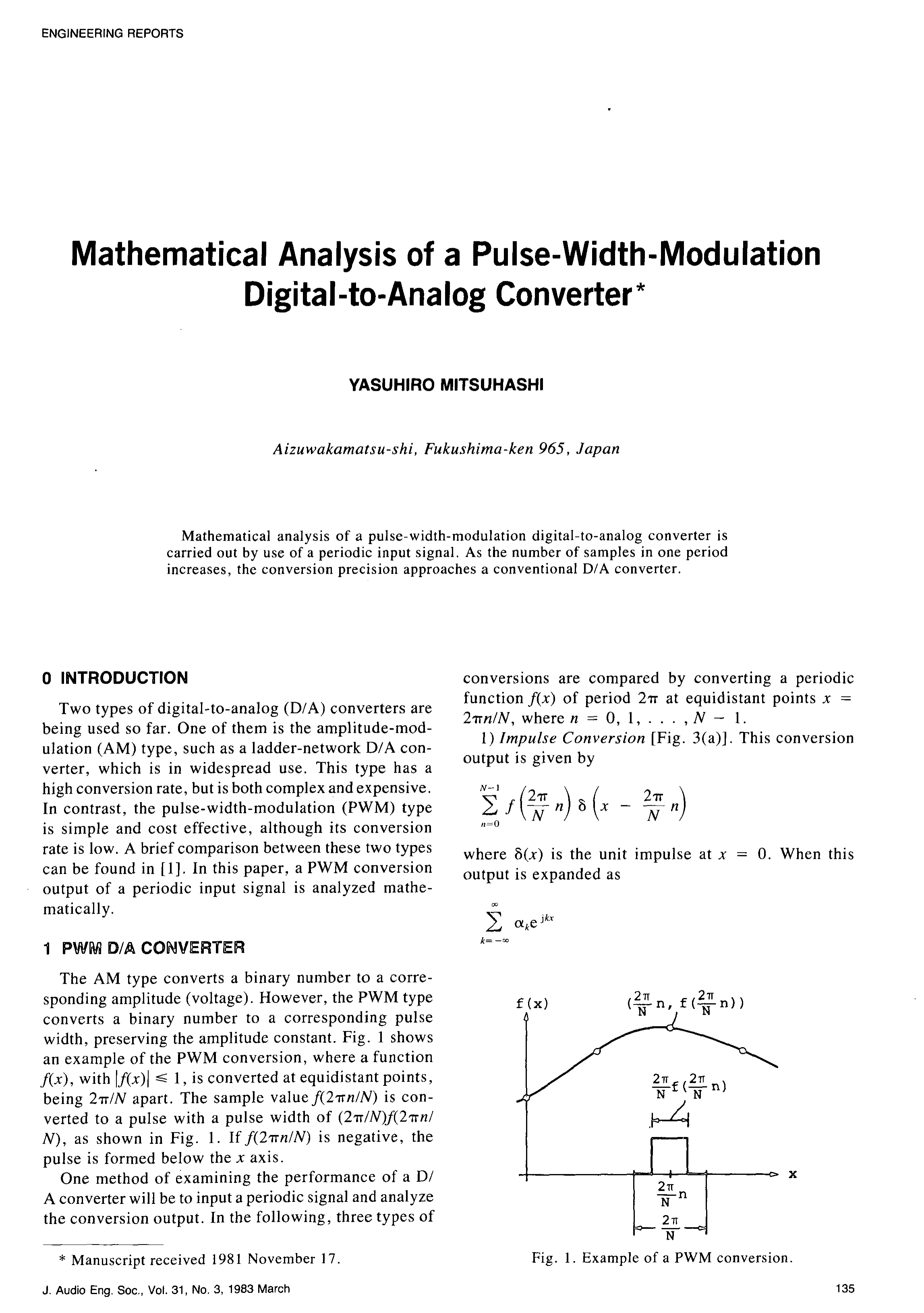 AES E Library Mathematical Analysis Of A Pulse Width Modulation 